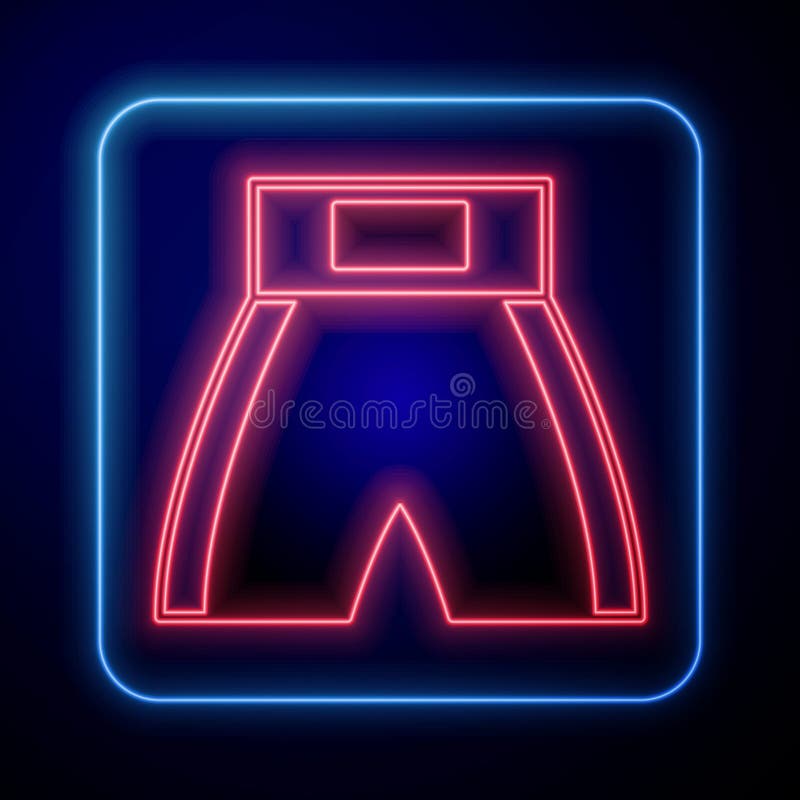 Glowing Neon Boxing Short Icon Isolated on Black Background. Vector ...