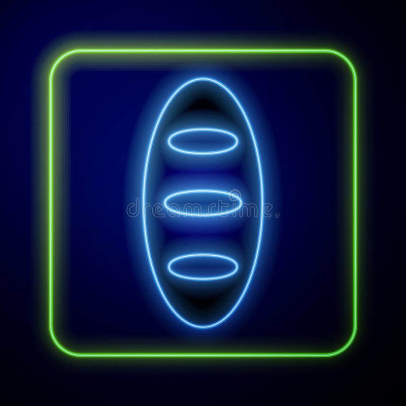 Glowing Neon Bread Loaf Icon Isolated on Blue Background. Vector Stock ...