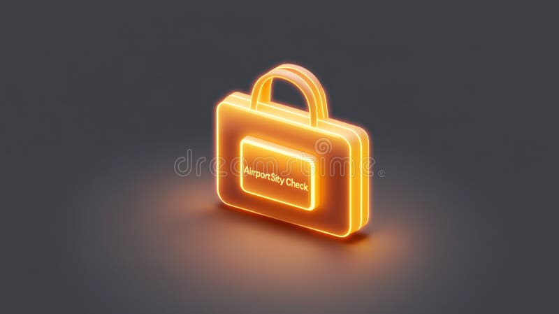 Glowing Neon Briefcase Icon, Airport Security Check Concept Stock ...
