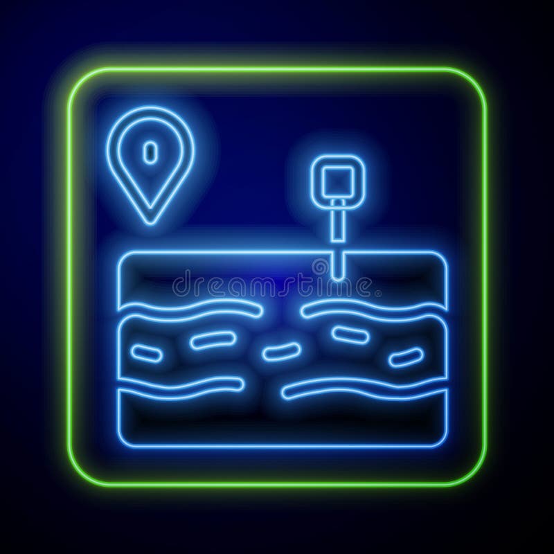 Glowing Neon Broken Road Icon Isolated on Blue Background. Vector Stock ...