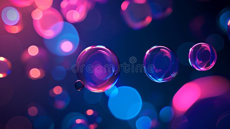 Glowing Neon Bubbles: Dark Blue Background Illuminated with Light Stock ...