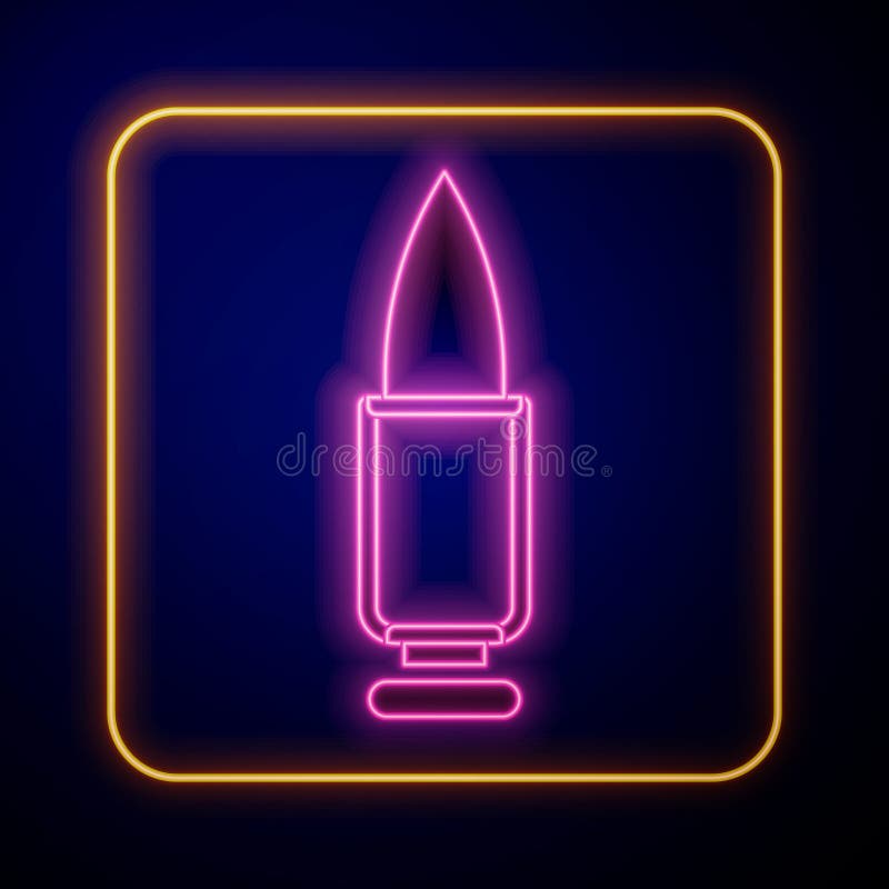 Glowing Neon Bullet Icon Isolated on Black Background. Vector Stock ...