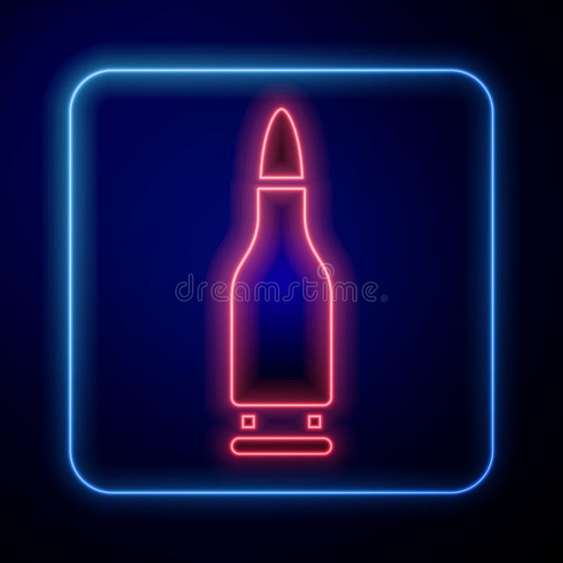 Glowing Neon Bullet Icon Isolated on Blue Background. Vector Stock ...