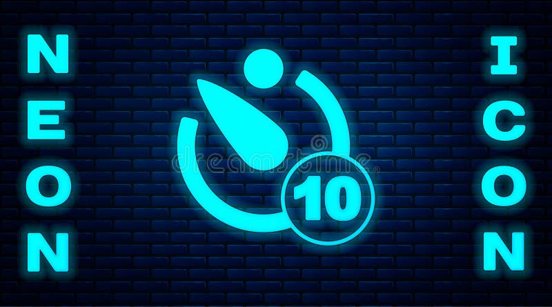 Glowing Neon Camera Timer Icon Isolated on Brick Wall Background. Photo ...