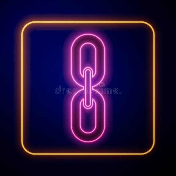 Glowing Neon Chain Link Icon Isolated on Black Background. Link Single ...