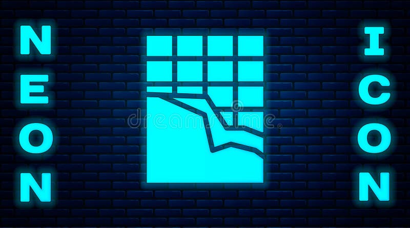 Glowing Neon Chocolate Bar Icon Isolated on Brick Wall Background ...