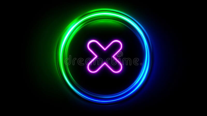 Glowing Neon Circle with Cross Symbol Stock Illustration - Illustration ...