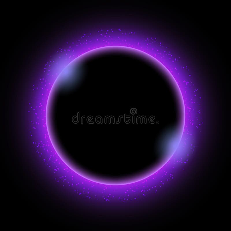 Glowing Neon Circle with Glitter Particles Vector Illustration. Purple ...