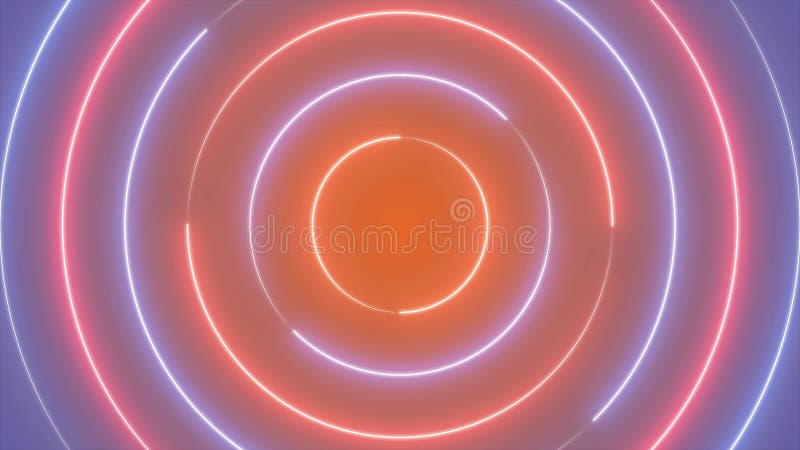 Glowing Neon Circles 4K Looping Animation on Orange Background Stock ...