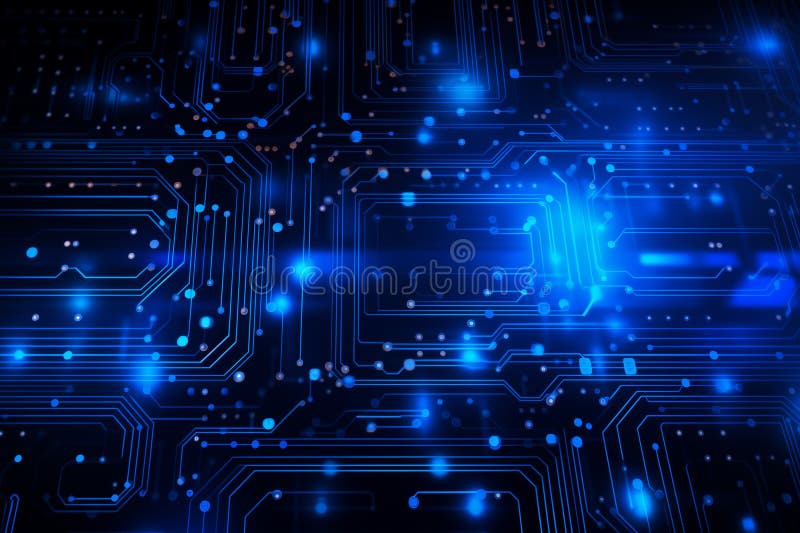 Glowing Neon Circuit Technology Background by Generative AI Stock ...