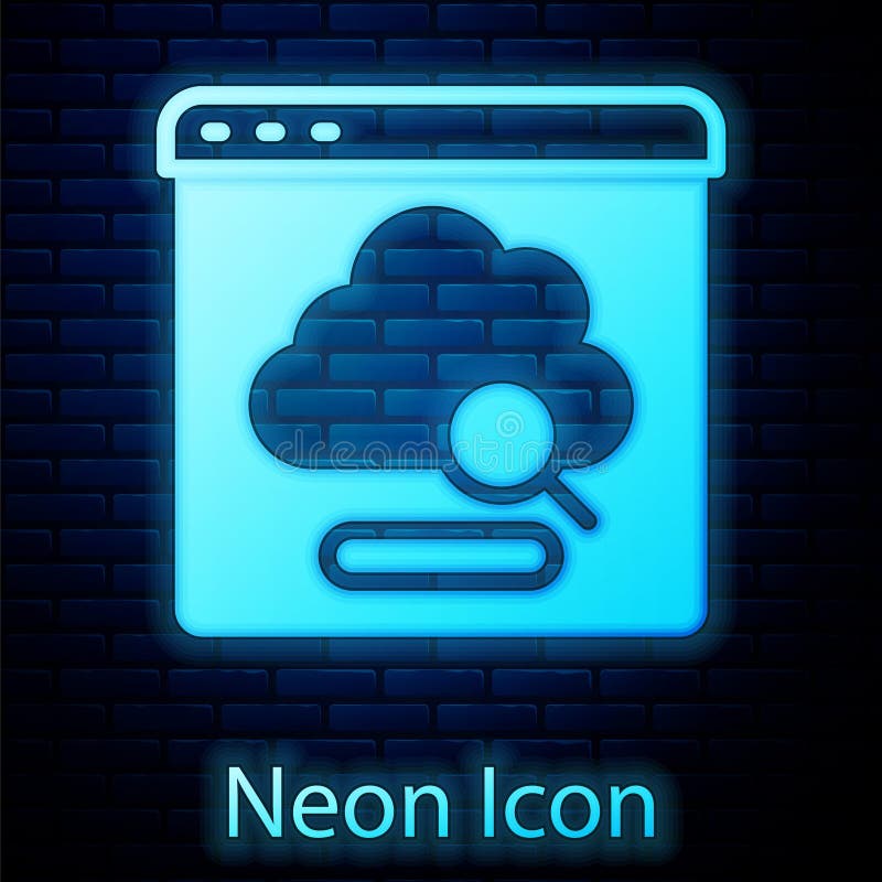 Glowing Neon Cloud Technology Data Transfer and Storage Icon Isolated ...