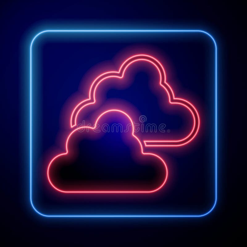 Glowing Neon Cloudy Weather Icon Isolated on Black Background. Vector ...