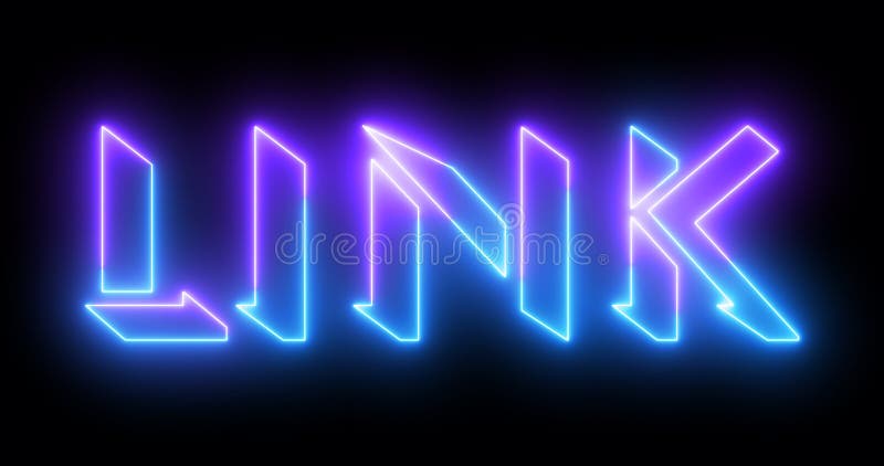 Glowing Neon-colored Link Word Text Illustration with a Glowing Neon ...