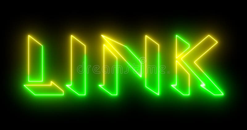 Glowing Neon-colored Link Word Text Illustration with a Glowing Neon ...