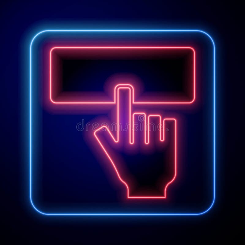 Glowing Neon Computer Keyboard Icon Isolated on Blue Background. PC ...
