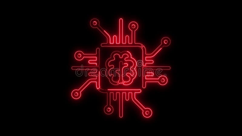 Glowing Neon Computer Processor Icon, CPU Circuit Neon Animation, Processor Chip Animated Icon ...