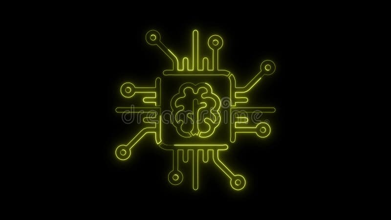 Glowing Neon Computer Processor Icon, CPU Circuit Neon Animation, Processor Chip Animated Icon ...