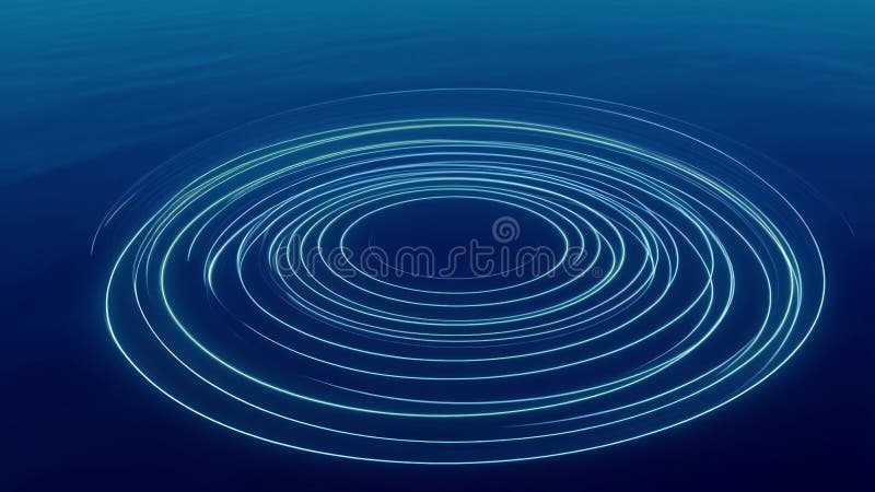 Glowing Neon Concentric Circles Expanding on Water Surface Stock Video ...