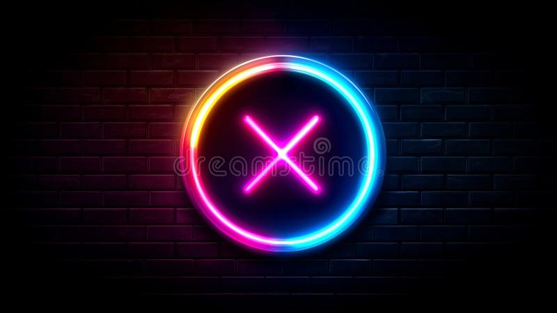 Glowing Neon Cross Symbol on Dark Wall Stock Illustration ...