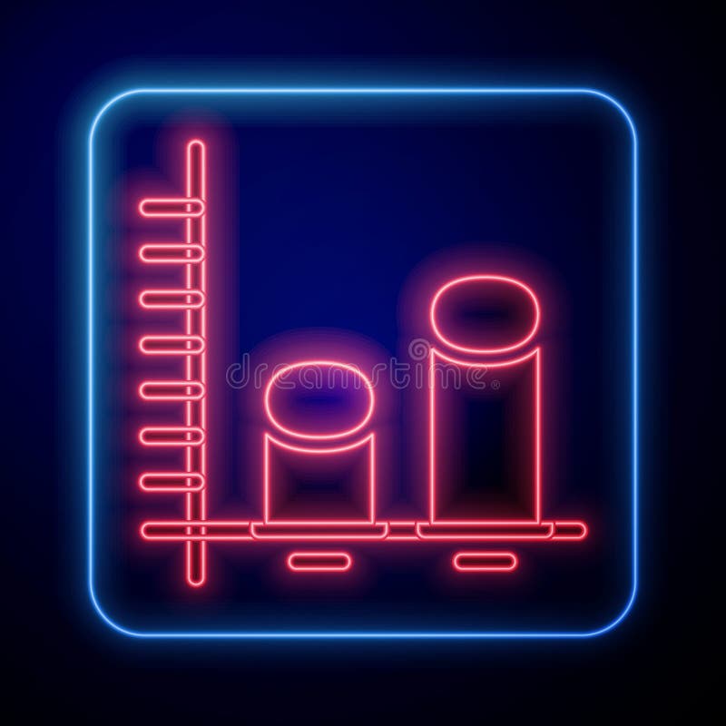 Glowing Neon Data Analysis Icon Isolated on Blue Background. Vector ...