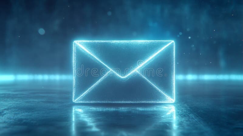 Glowing Neon Digital Envelope Symbol Futuristic Setting Stock Photos ...