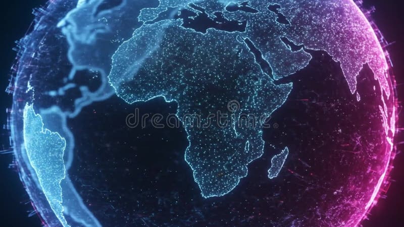 Glowing Neon Digital Map of the World Stock Footage - Video of modern ...