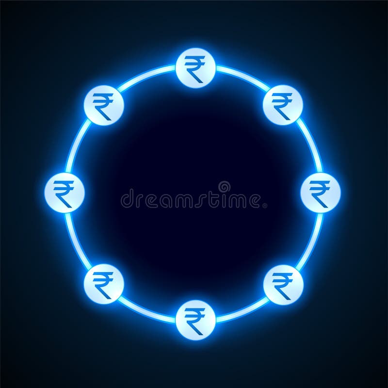 Glowing Neon Digital Rupee Money Concept Frame Stock Vector ...