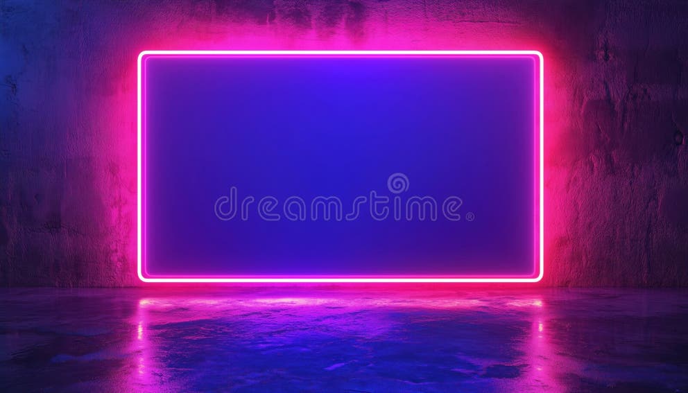 Glowing Neon Double Rounded Rectangular Frame with Shining Effects on ...