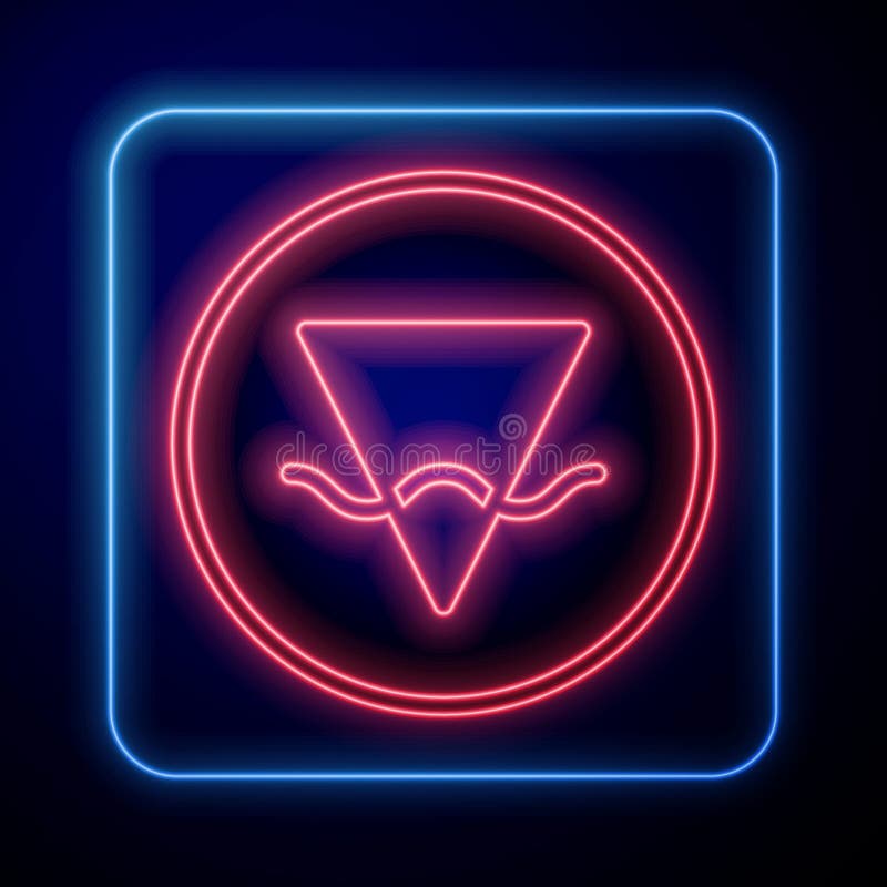 Glowing Neon Earth Element of the Symbol Alchemy Icon Isolated on Black ...