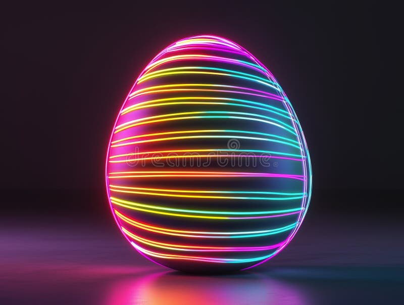 Glowing Neon Egg with Bright Illumination Against a Dark Background ...