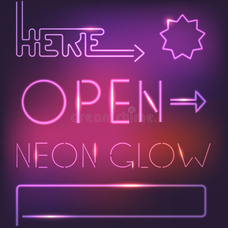 Glowing neon elements stock vector. Illustration of illumination - 53355499