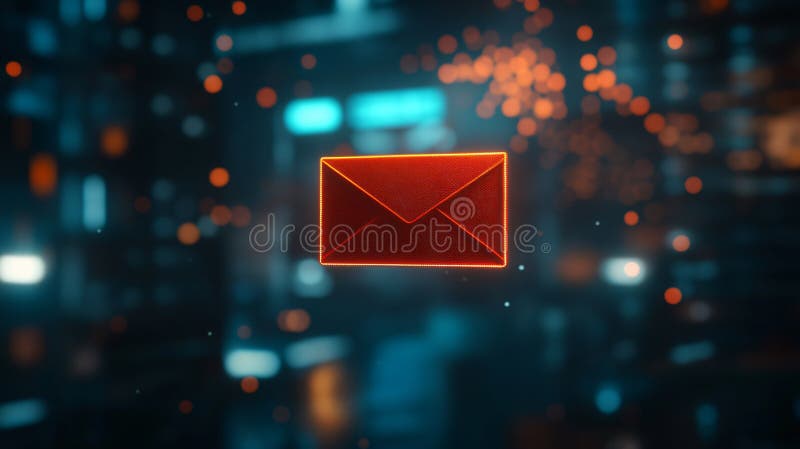 Glowing Neon Email Icon Digital Message Abstract High Quality Image ...