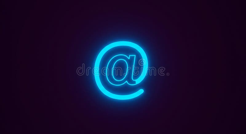 Glowing Neon Email Symbol Dark Background Reflecting Digital ...