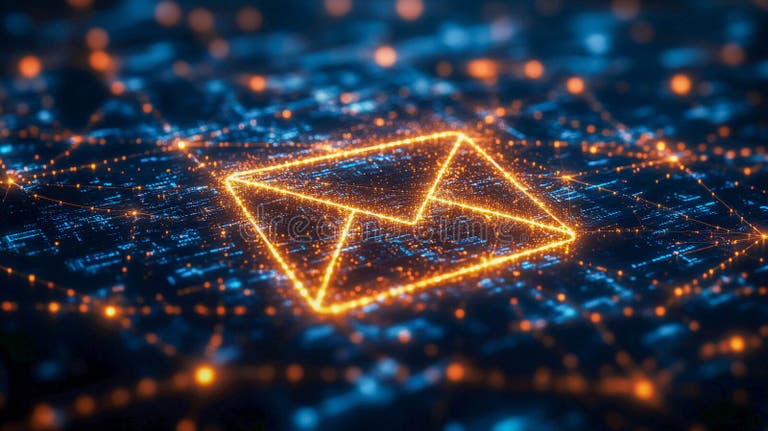 A Glowing Neon Envelope on a Dark Background, Symbolizing Digital ...