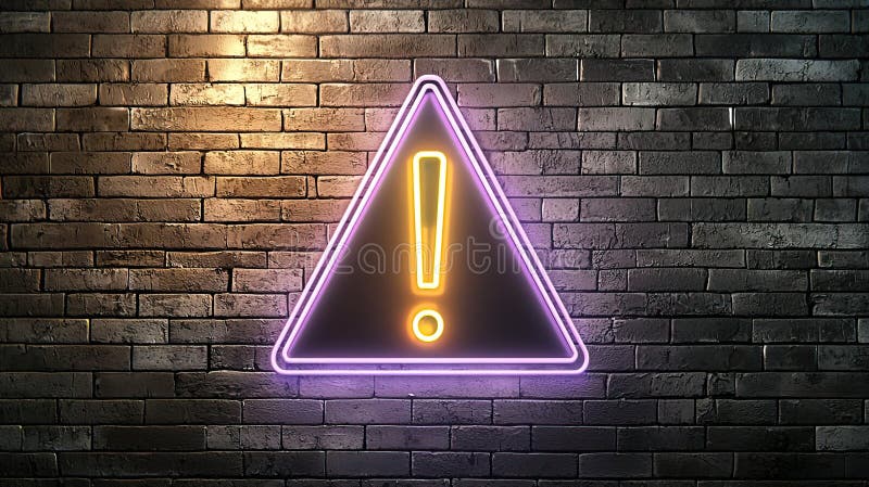 A Glowing Neon Exclamation Mark is Inside a Triangle, Which is Attached ...