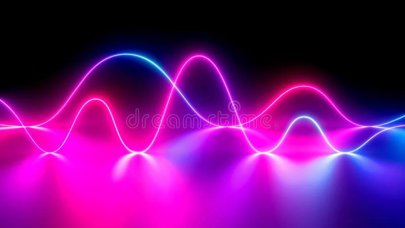 3d Render, Abstract Background, Neon Light, Pulse Power Lines, Laser ...