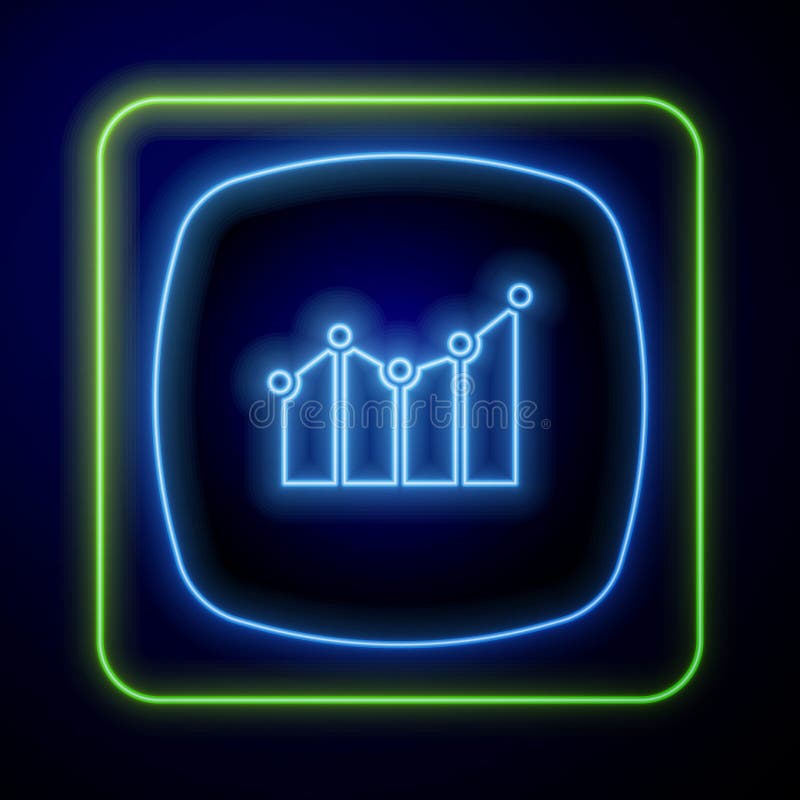 Glowing Neon Financial Growth Increase Icon Isolated on Blue Background ...