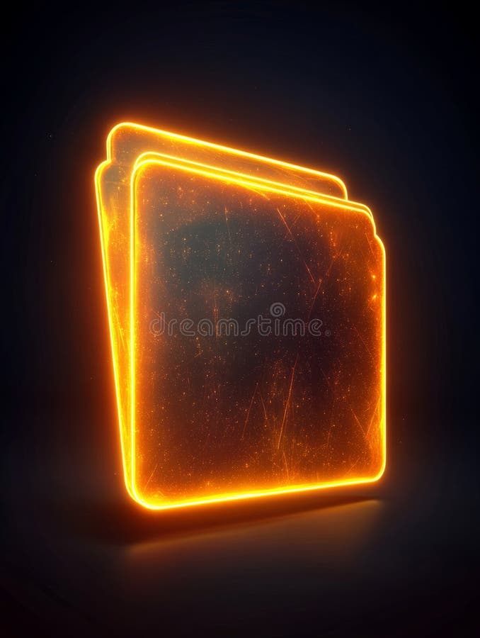 Glowing Neon Folder Icon Dark Background Stock Photos - Free & Royalty ...
