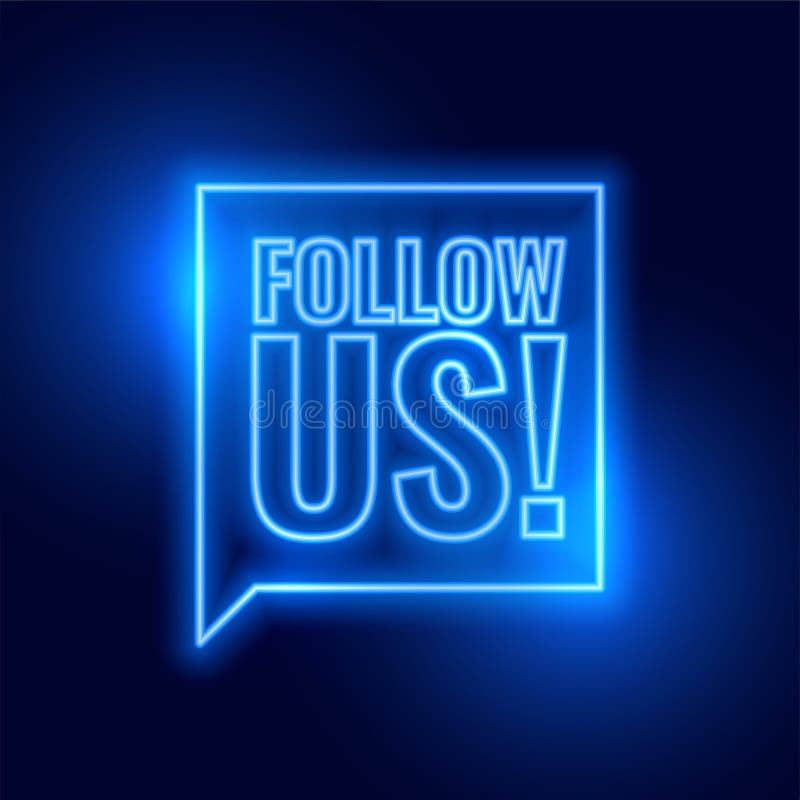 Glowing Neon Follow Us Web Template Design Stock Illustration ...