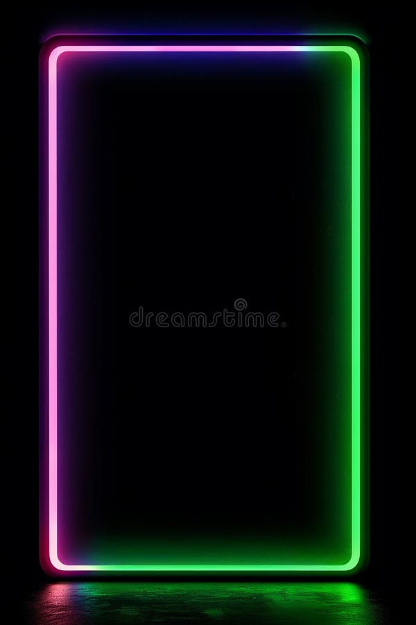 Glowing Neon Frame, Black Background. Smartphone Backlight Stock ...