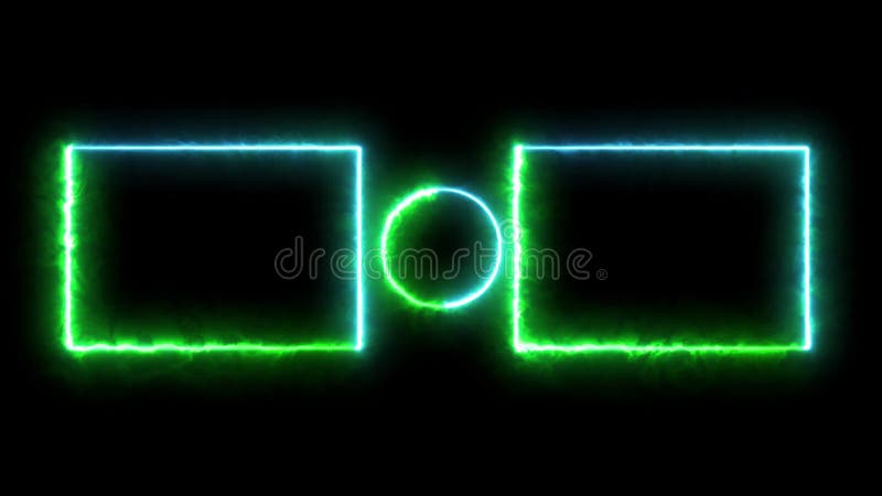 Glowing Neon Frame with Central Circle for Video Content or Streaming ...