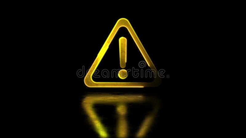 Glowing Neon Frame Effect Looping Caution Warning Sign Symbol. Black ...