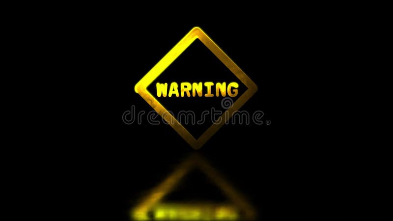 Glowing Neon Frame Effect Looping Caution Warning Sign Symbol. Black ...