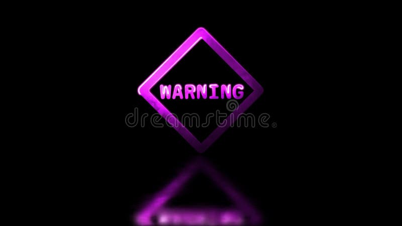 Glowing Neon Frame Effect Looping Caution Warning Sign Symbol. Black ...
