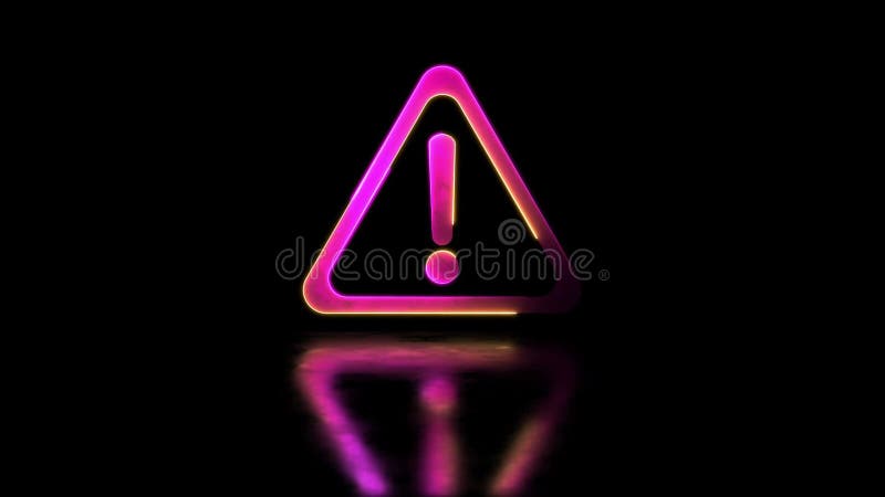 Glowing Neon Frame Effect Looping Caution Warning Sign Symbol. Black ...