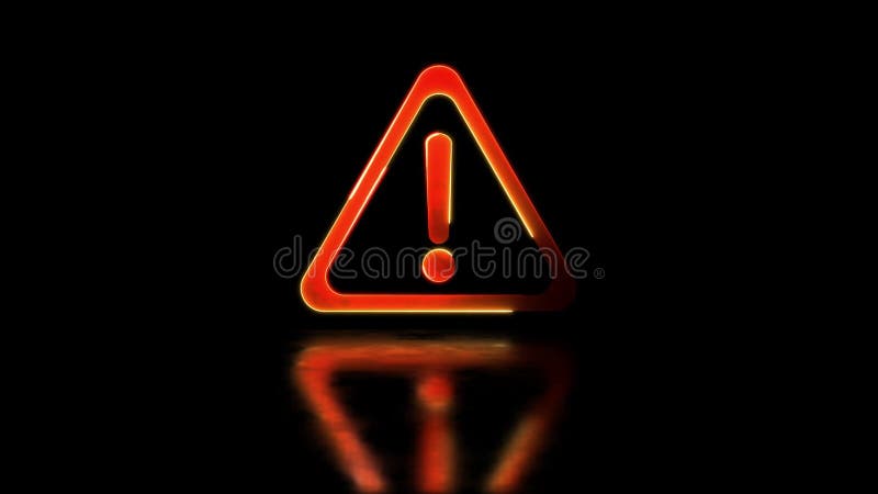 Glowing Neon Frame Effect Looping Caution Warning Sign Symbol. Black ...