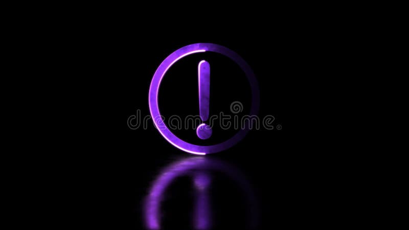 Glowing Neon Frame Effect Looping Caution Warning Sign Symbol. Black ...