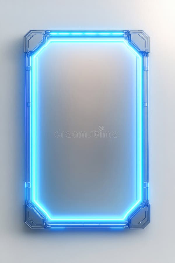 Glowing Neon Frame Template with Modern Geometric Design and Empty ...