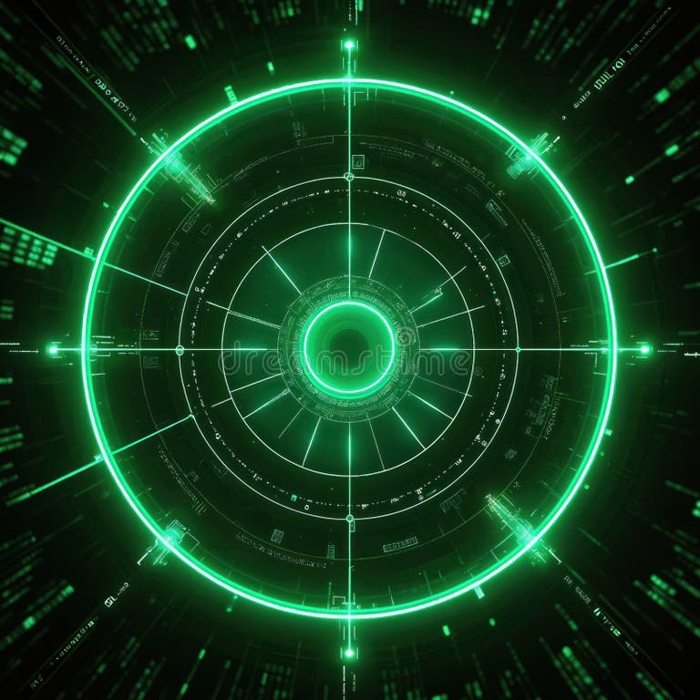 Circles Digital Technology Dark Green Background Stock Illustrations ...