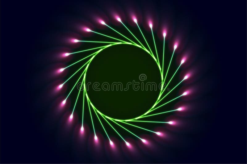 Glowing Neon Green and Purple Spiral Rays Abstract Futuristic Tech ...